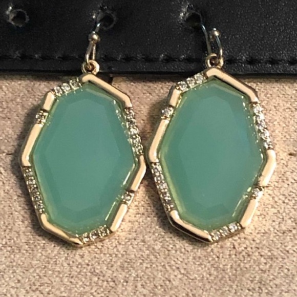 Private Label | Jewelry | Octagon Shape Drop Earrings In Gold Aqua ...